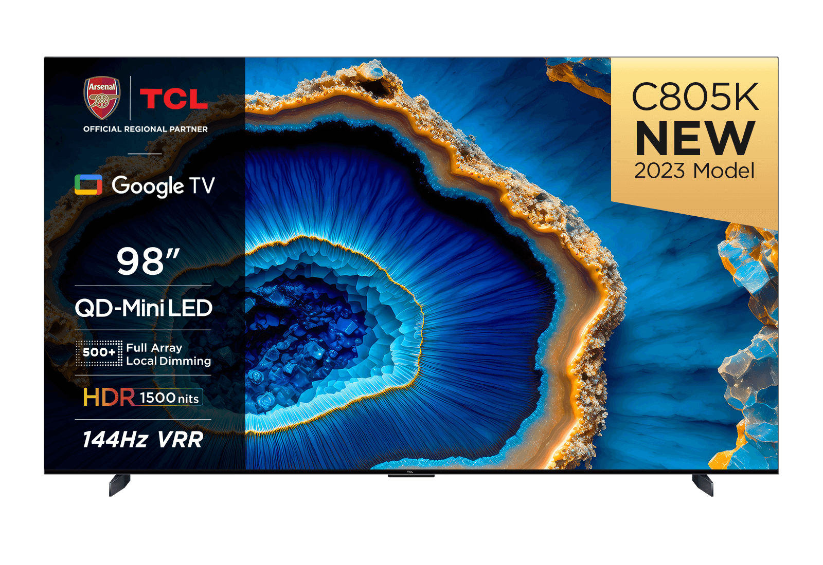 TCL 98C805K 98 4K HDR QLED Google TV in brushed titanium"