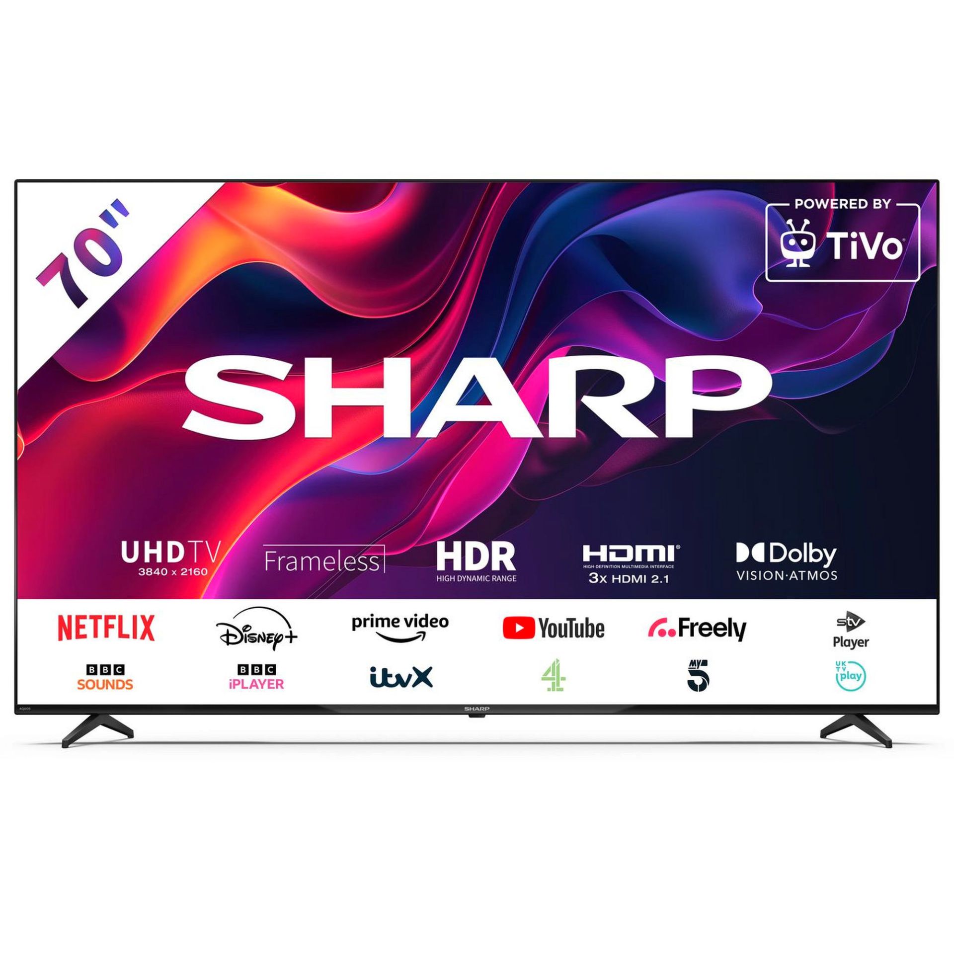 Sharp 4T-C70GK4245KB 70" 4K UHD Frameless Tivo Smart TV | SHA-4T ...