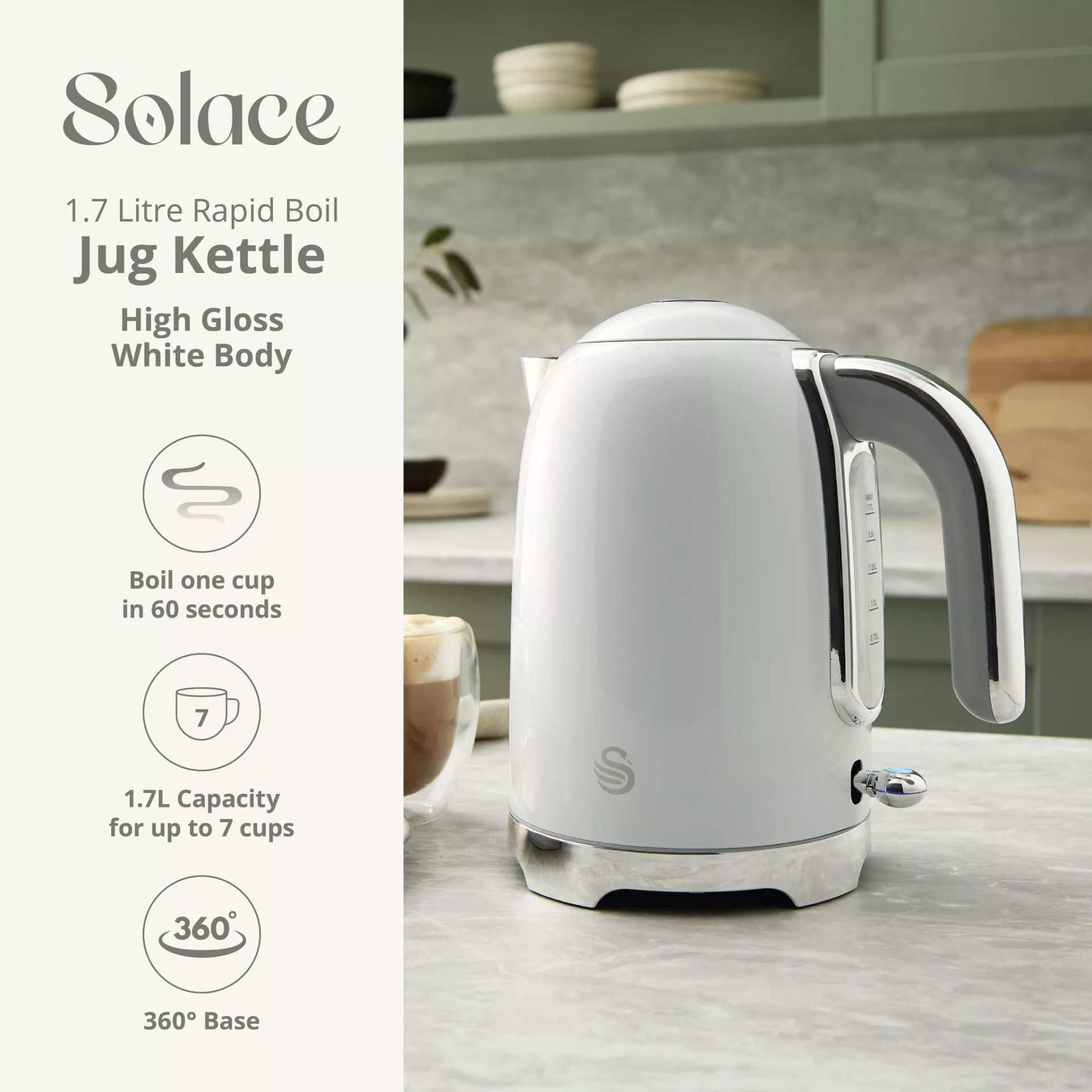 Swan SK19026WHT-KETT Solace 1.7L Rapid Boil Jug Kettle | SWA-SK19026WHT ...